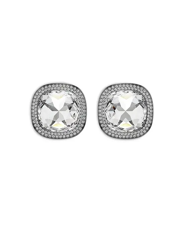SWAROVSKI Una Crystal Cushion Halo Stud Earrings - Black