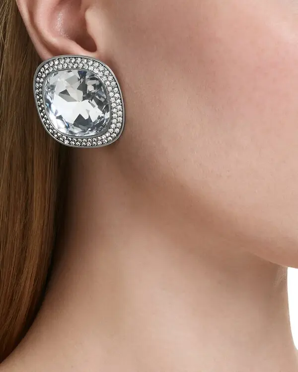 SWAROVSKI Una Crystal Cushion Halo Stud Earrings