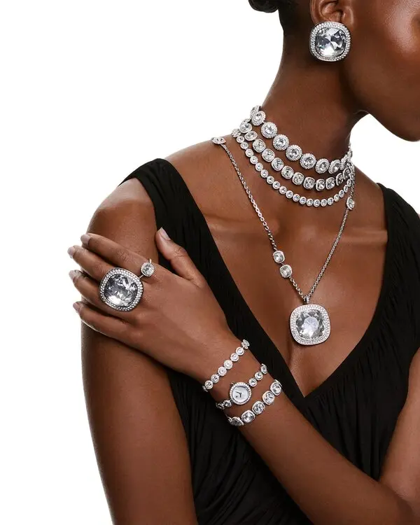 SWAROVSKI Una Crystal Cushion Halo Stud Earrings