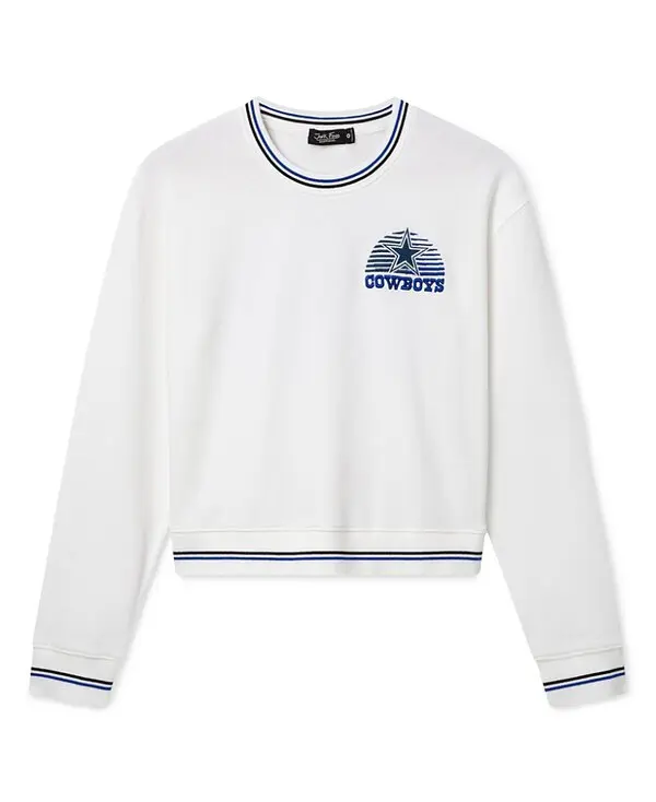 Junk Food Clothing Dallas Cowboys Cropped Striped Rib Fleece - White