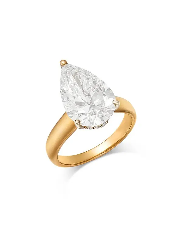 Bloomingdale'S Luxe Collection Certified Lab Grown Diamond Pear Shaped Solitaire Engagement Ring In 18k Yellow 5.1 Tcw - Gold