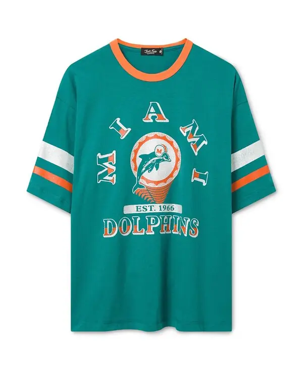 Junk Food Clothing Miami Dolphins Glitter Boxy Ringer Tee - Teal