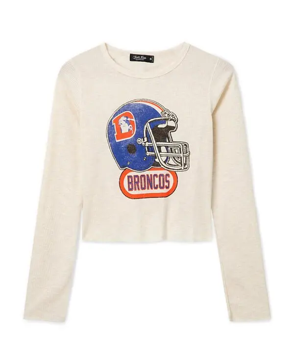 Junk Food Clothing Denver Broncos Helmet Crop Thermal - Birch
