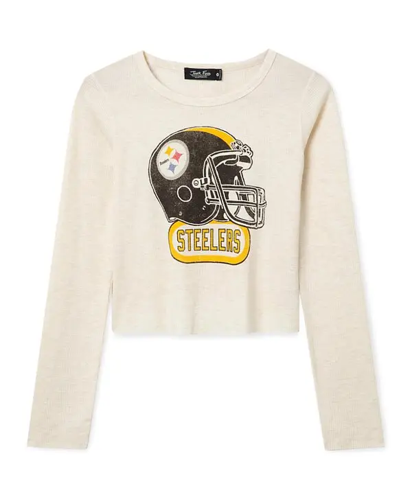 Junk Food Clothing Pittsburgh Steelers Helmet Crop Thermal - Birch