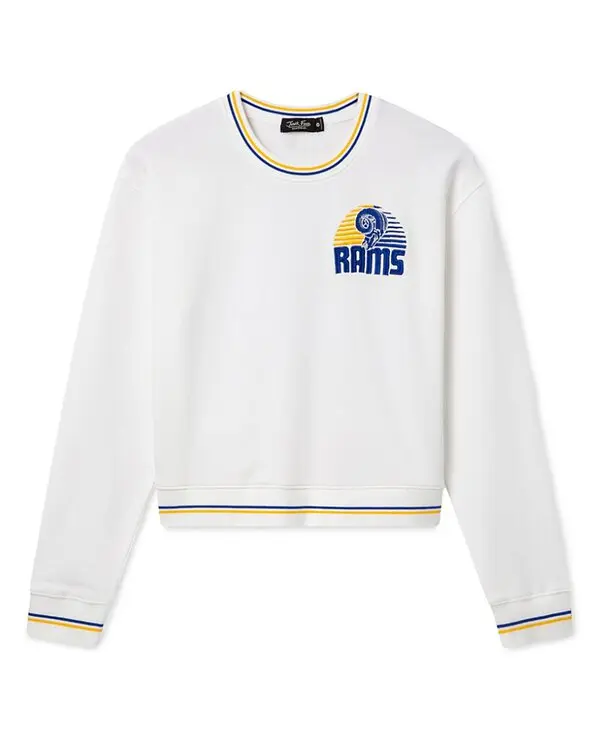 Junk Food Clothing Los Angeles Rams Cropped Striped Rib Fleece - White