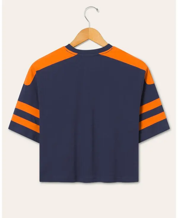 Junk Food Clothing Chicago Bears Bling Striped Cropped T-shirt