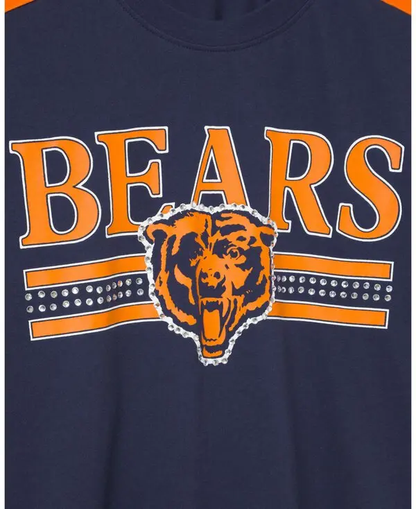 Junk Food Clothing Chicago Bears Bling Striped Cropped T-shirt