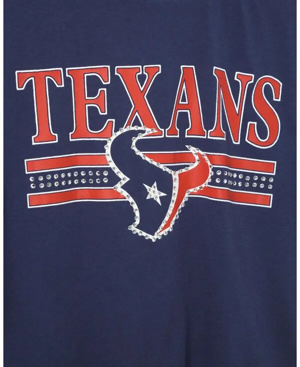 Junk Food Clothing Houston Texans Bling Striped Crop T-shirt