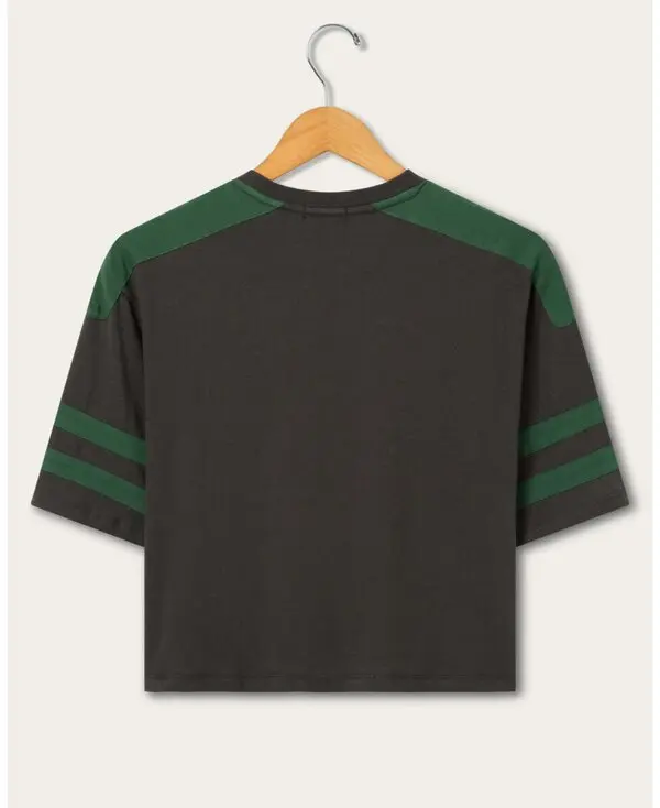 Junk Food Clothing New York Jets Striped Bling Crop Tee