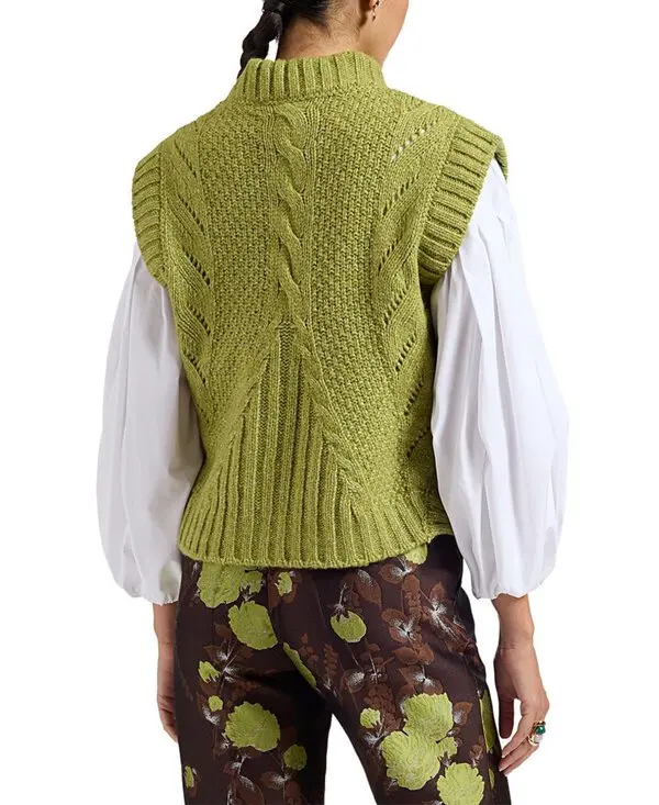La DoubleJ Sleeveless Embroidered Vest - Solid Light Green
