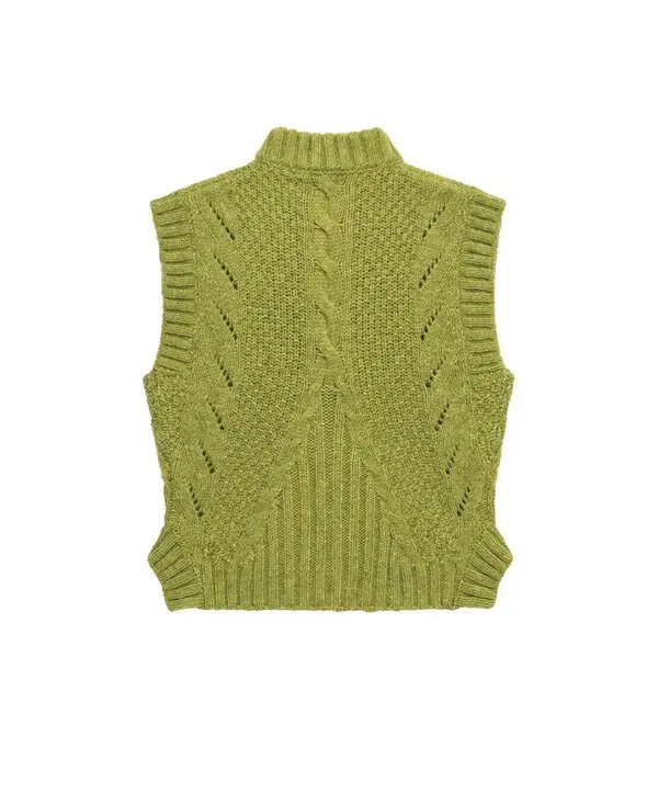 La DoubleJ Sleeveless Embroidered Vest - Solid Light Green