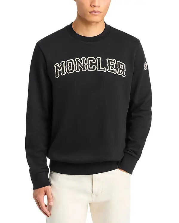 Moncler Cotton Logo Varsity Sweatshirt - Black