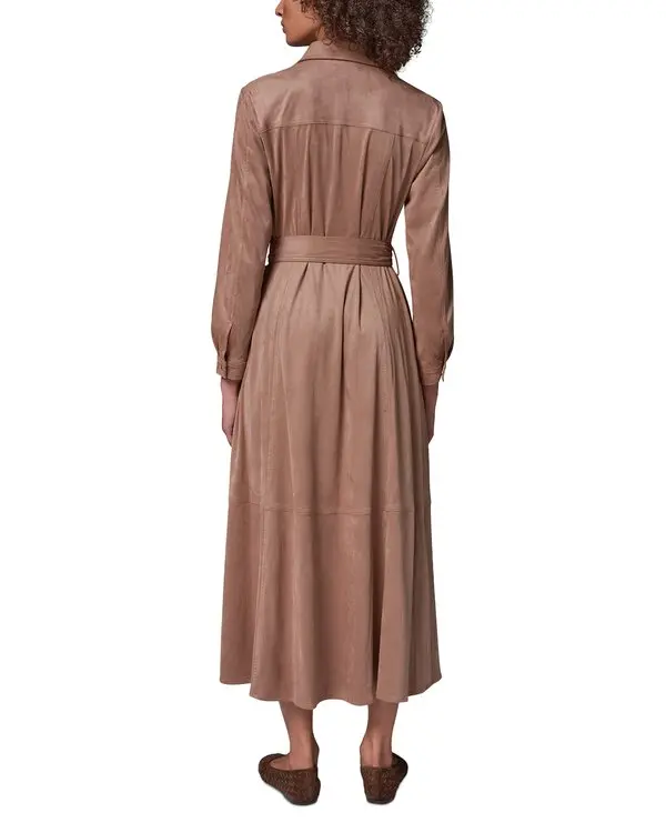 DONNA KARAN WEEKEND Faux Suede Belted Midi Shirt Dress