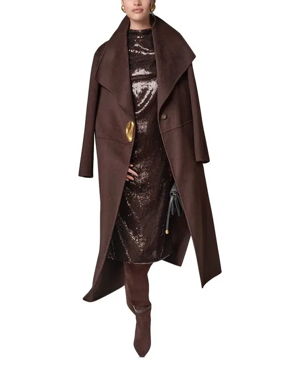 Donna Karan New York Wing Collar Hardware Trim Coat