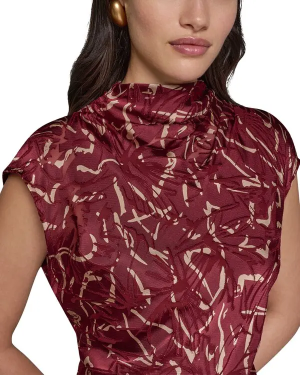 Donna Karan New York Cowl Neck Side Ruched Dress
