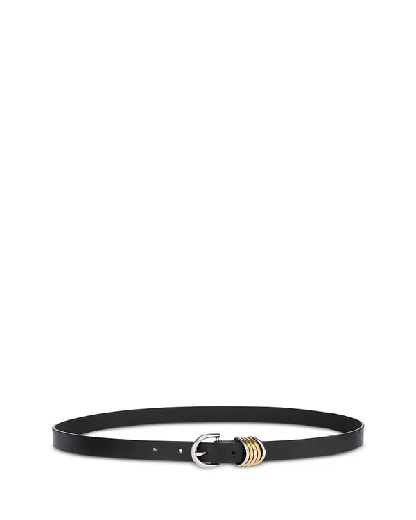 Rag & Bone Sasha Leather Belt With Gold Tone Detail - Black