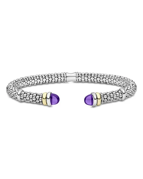 Lagos 18k Yellow Gold & Sterling Silver Gemstone Versa Torque Bracelet - Amethyst