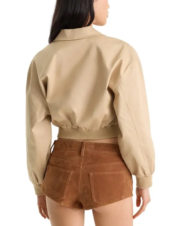 Good American The Twill Cotton Stretch Cropped Bomber Jacket