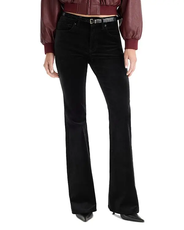 Good American Good Legs Velvet High Rise Flared Jeans - Black