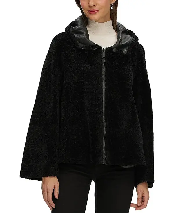 Gorski Reversible Shearling Lamb Zip Parka - Black