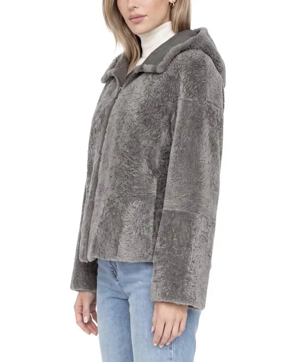 Gorski Reversible Shearling Lamb Zip Parka - Gray