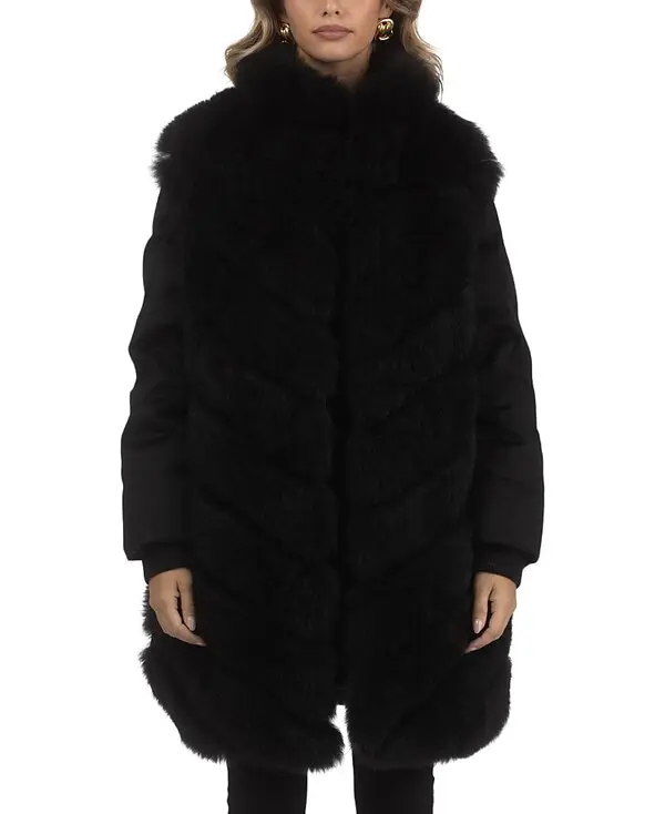 Gorski Select Cashmere Goat Diagonal Stroller With Loro Piana Cashmere Sleeves And Back - Black/black
