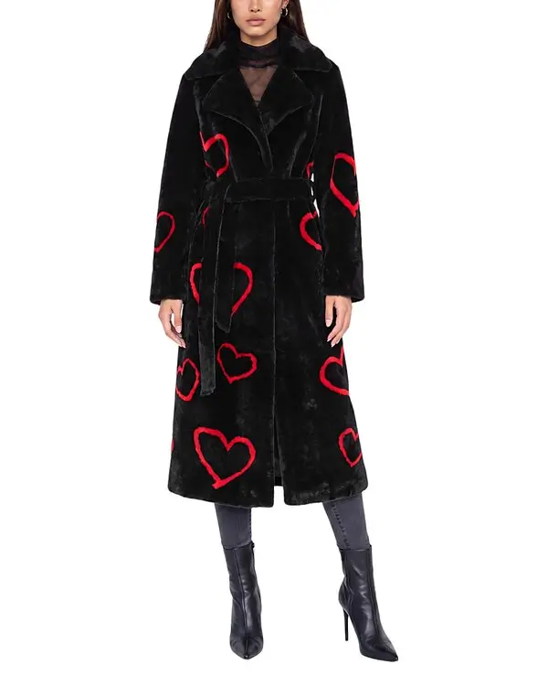 Gorski Shearling Coat - Black/red