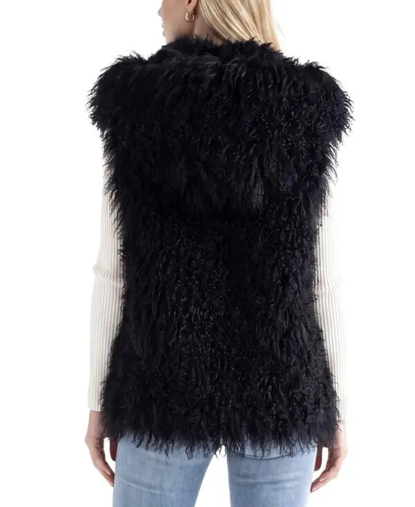 Gorski Reversible Mongolian Shearling Lamb Vest With Wool And Cashmere Back