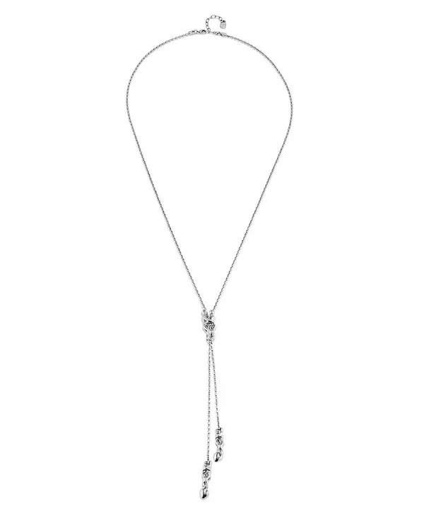 UNODE50 Long Adjustable Chain Necklace With Three Figures - Silver