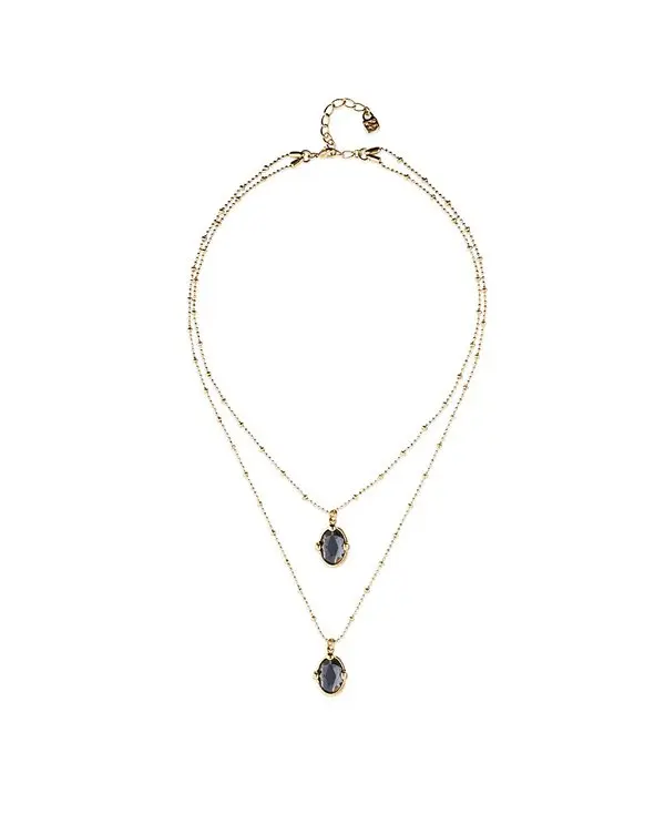 UNODE50 Double Necklace In And Small Faceted Crystals - Gold