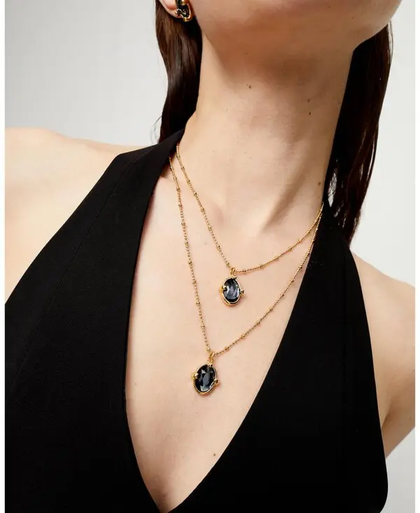 UNODE50 Double Necklace In And Small Faceted Crystals