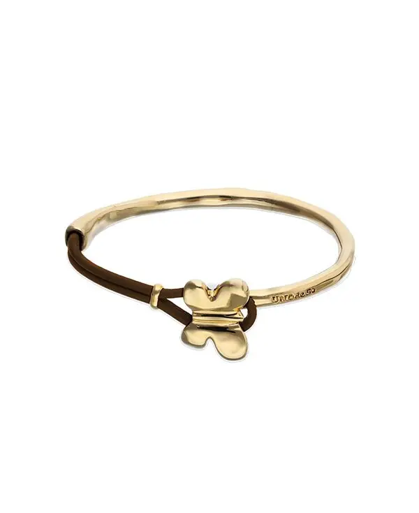 UNODE50 Leather Bracelet With Gold-tone Butterfly - Brown