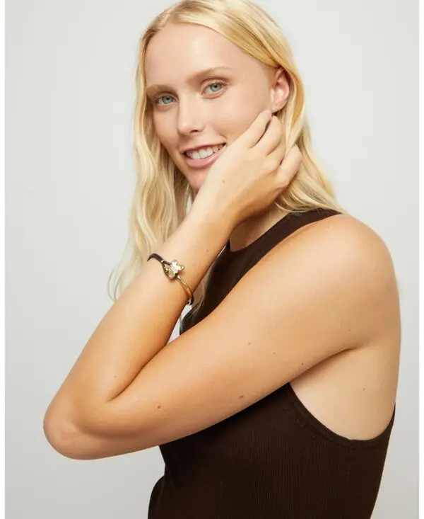 UNODE50 Leather Bracelet With Gold-tone Butterfly