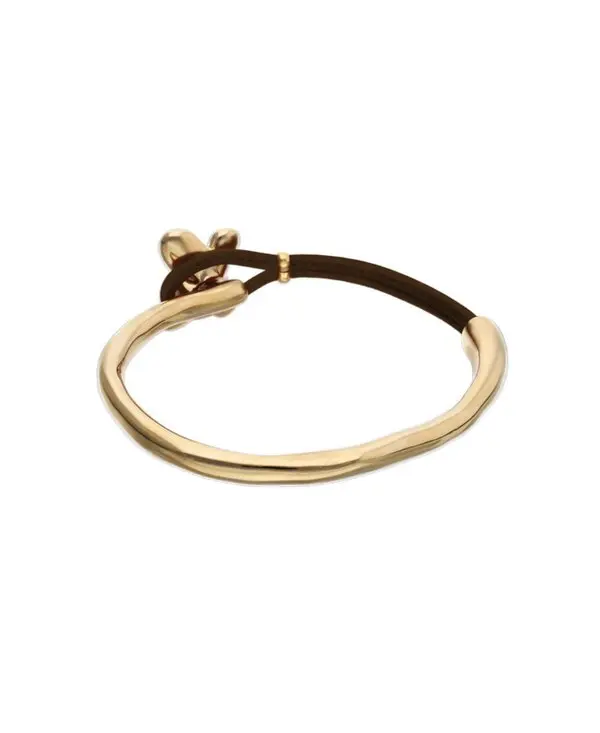 UNODE50 Leather Bracelet With Gold-tone Butterfly