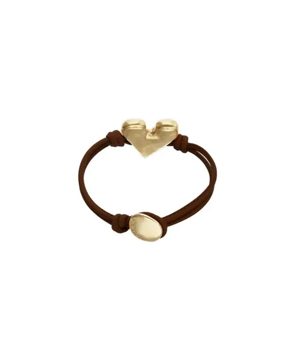 UNODE50 Brown Leather Strap With -plated Heart Detail