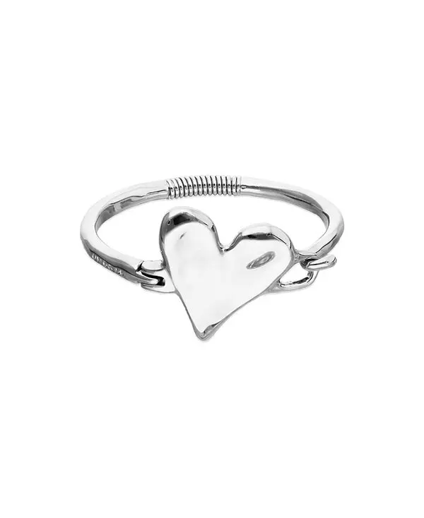 UNODE50 Sterling -plated Semi-rigid Bracelet With Heart Detail - Silver