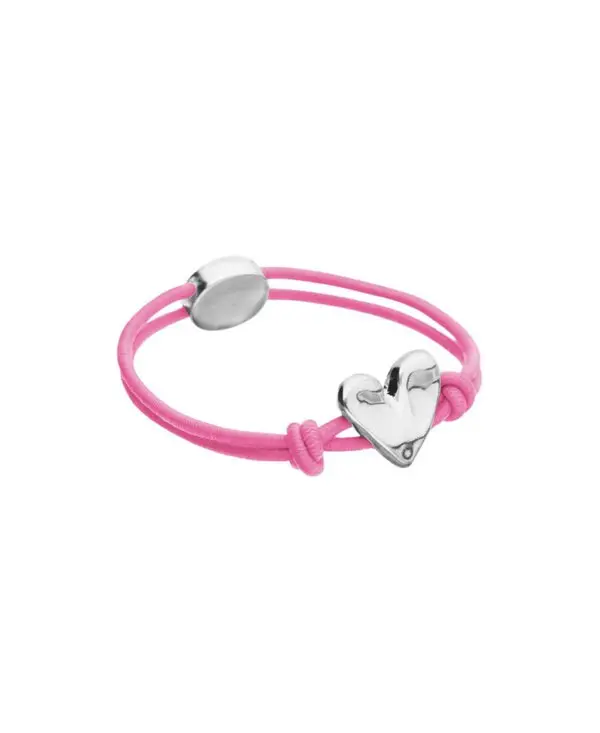 UNODE50 Elastic Thread Bracelet With Sterling Silver Plated Heart - Pink