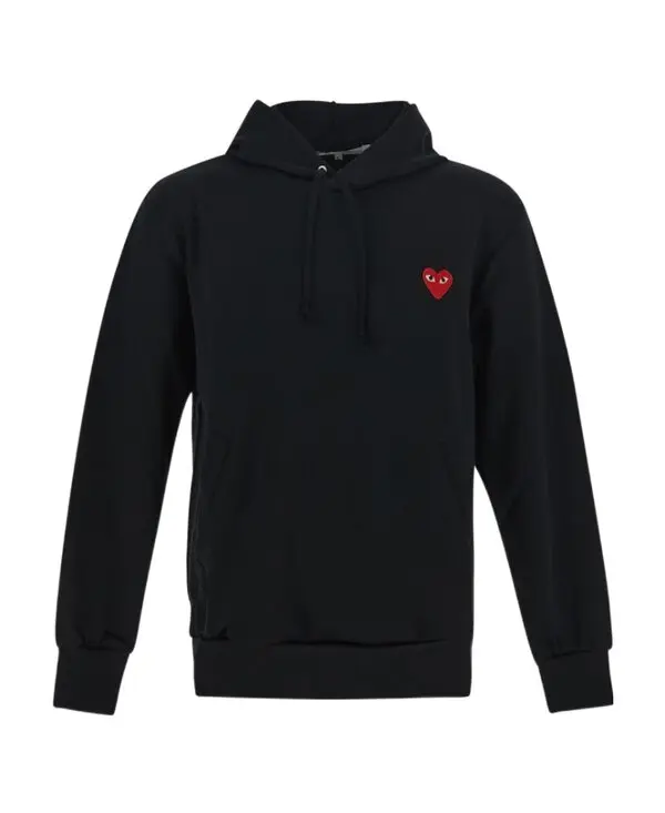 Play Comme Des Garcon Heart-patch Rib-trimmed Hoodie - Black