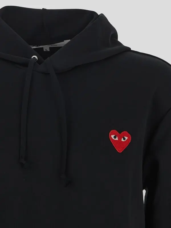 Play Comme Des Garcon Heart-patch Rib-trimmed Hoodie