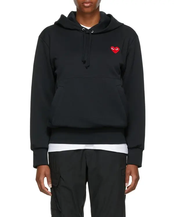 Play Comme Des Garcon Heart-patch Rib-trimmed Hoodie