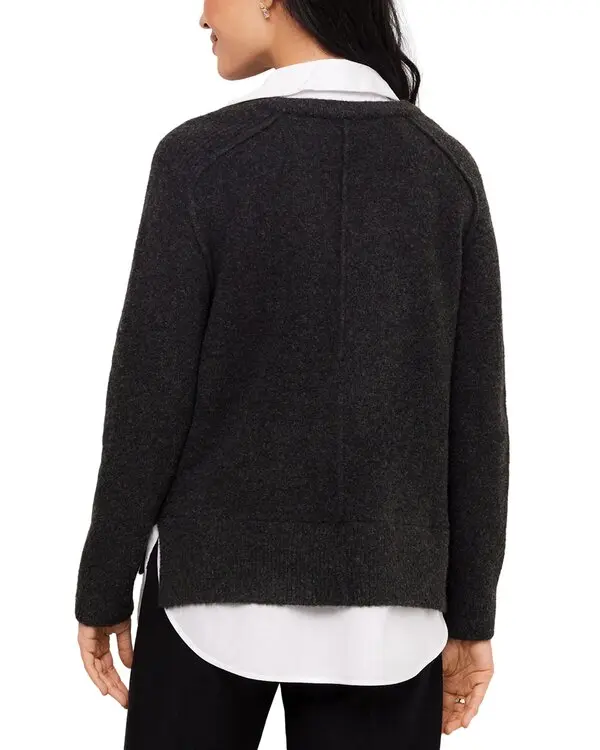 Karen Kane Layered Look Relaxed Sweater - Charcoal
