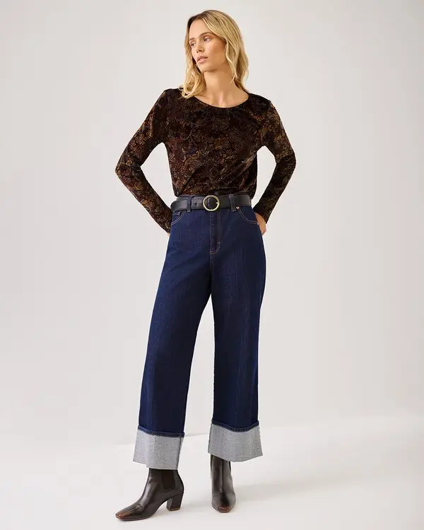 Karen Kane Velvet Burnout Long Sleeve Top