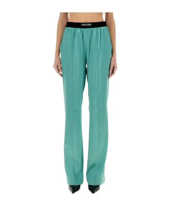 TOM FORD Straight Leg Satin Pants - Blue