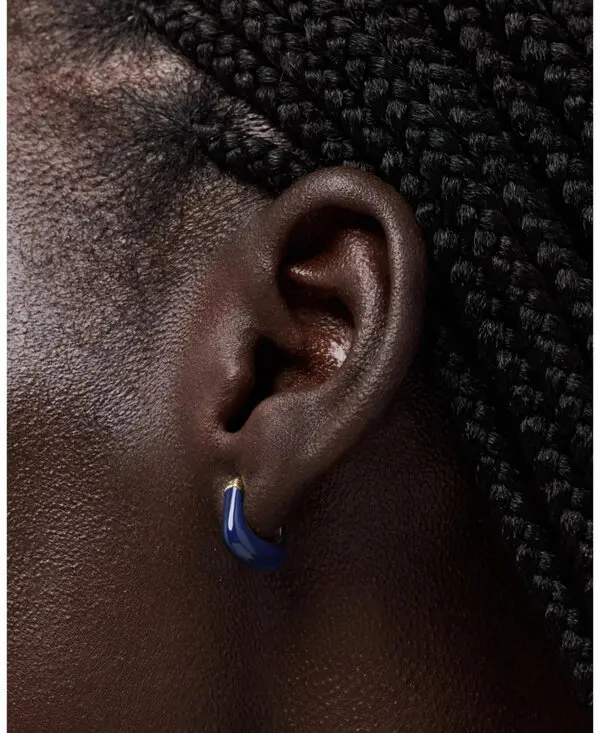 ANA LUISA Huggie Dakota Mini Navy Earrings