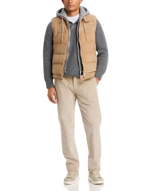 Eleventy Suede Vest With Removable Hood