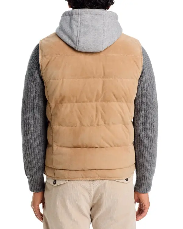 Eleventy Suede Vest With Removable Hood
