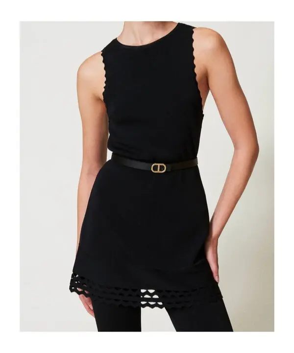 TWINSET Openwork Knit Tank Top With Scallop Rims