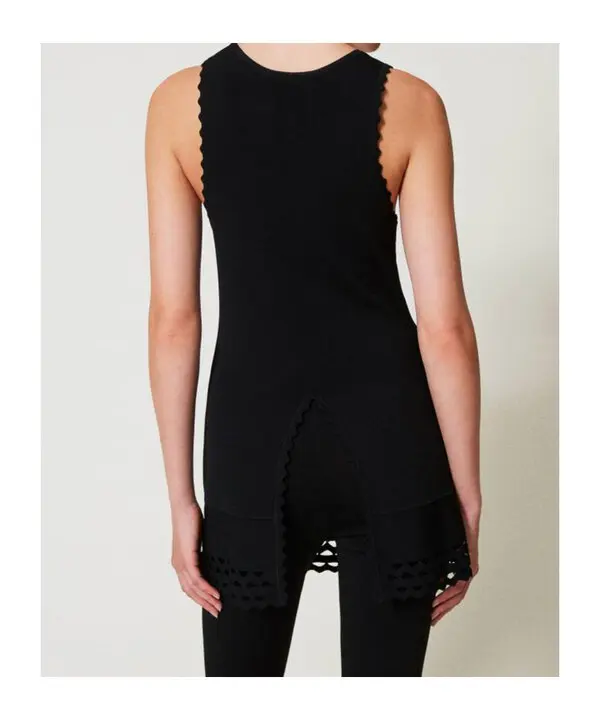 TWINSET Openwork Knit Tank Top With Scallop Rims