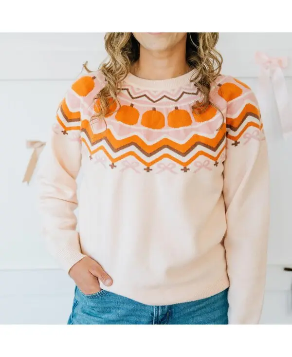 SWEET WINK Pumpkin Fair Isle Sweater