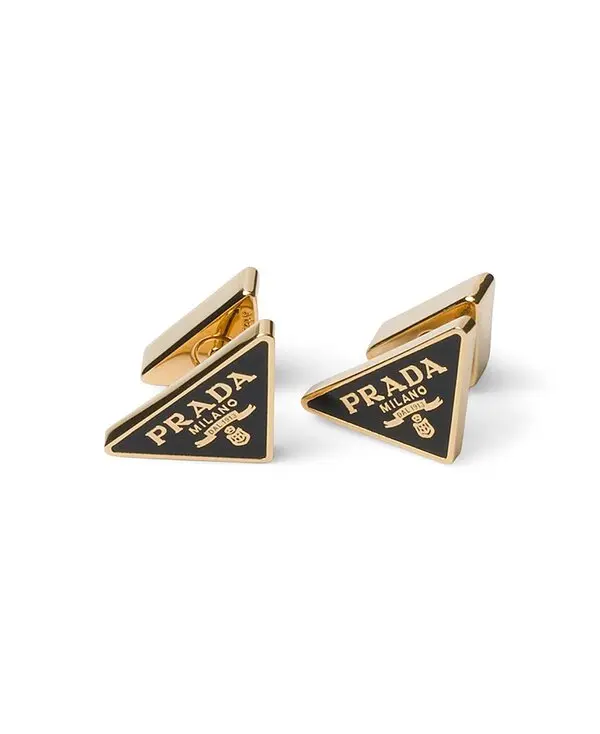 Prada Enamelled Metal Earrings - Gold/black